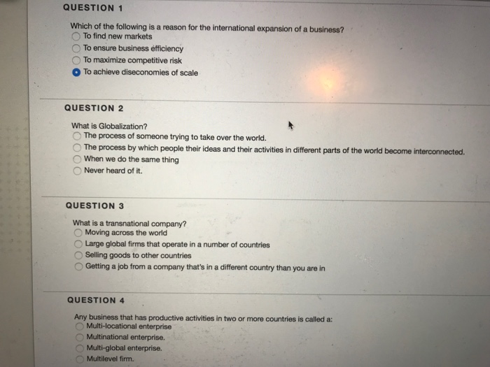 Solved QUESTION 1 Which of the following is a reason for the | Chegg.com