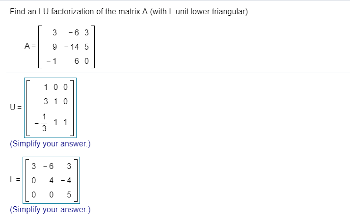 Solved Find An Lu Factorization Of The Matrix A With L Unit