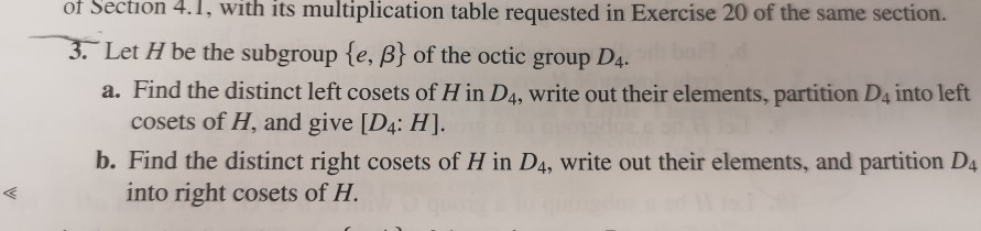 Solved of Section 4.1, with its multiplication table | Chegg.com