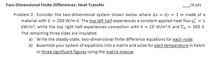 Solved wo-Dimensional Finite-Differences: Heat Transfer | Chegg.com