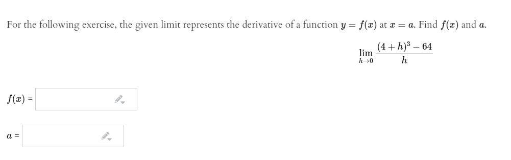 Solved For the following exercise, the given limit | Chegg.com