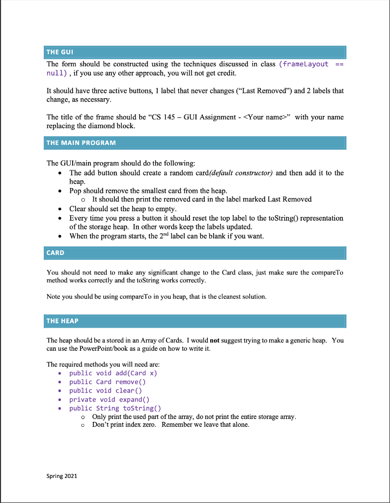 Solved CS145 - PROGRAMMING ASSIGNMENT EXTRA CREDIT - CARD | Chegg.com