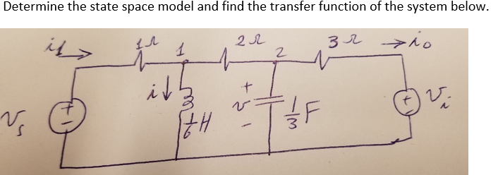 Solved Determine the state space model and find the transfer | Chegg.com