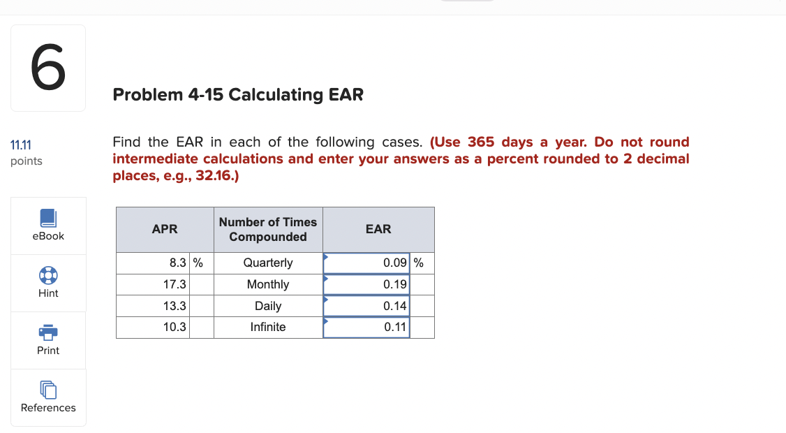 Solved Problem 4-15 ﻿Calculating EARFind the EAR in each of | Chegg.com