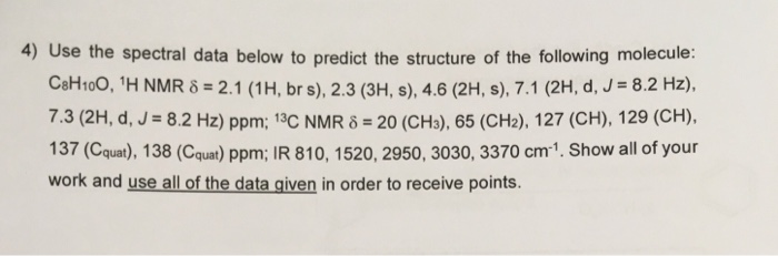 Solved Use the spectral data below to predict the structure | Chegg.com