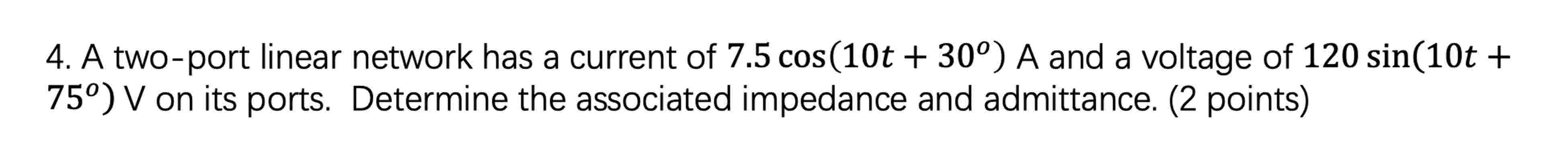 Solved A two-port linear network has a current | Chegg.com