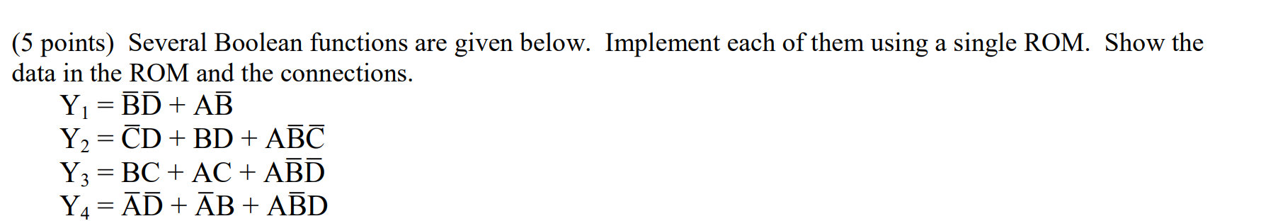 Solved (5 points) Several Boolean functions are given below. | Chegg.com