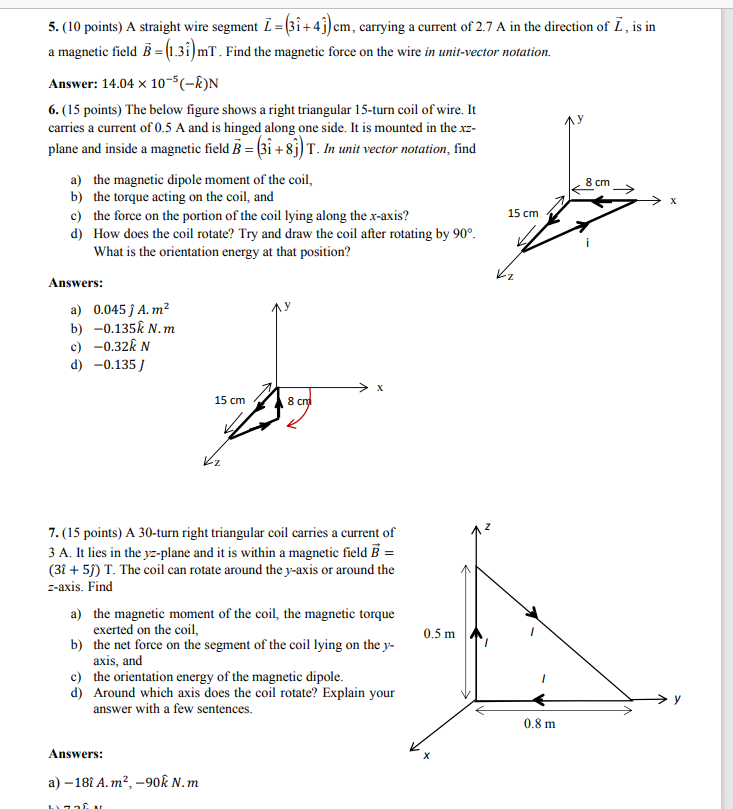 Solved 5. (10 points) A straight wire segment =(3i+4j)cm, | Chegg.com