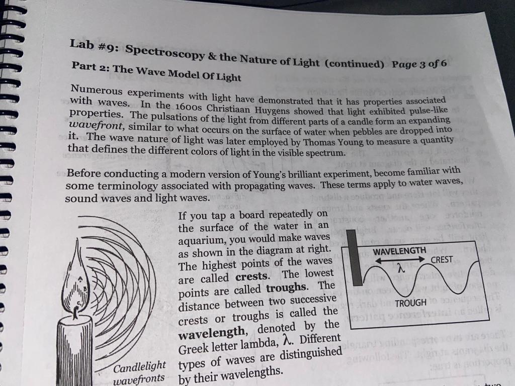 Solved Lab #9: Spectroscopy & the Nature of Light | Chegg.com