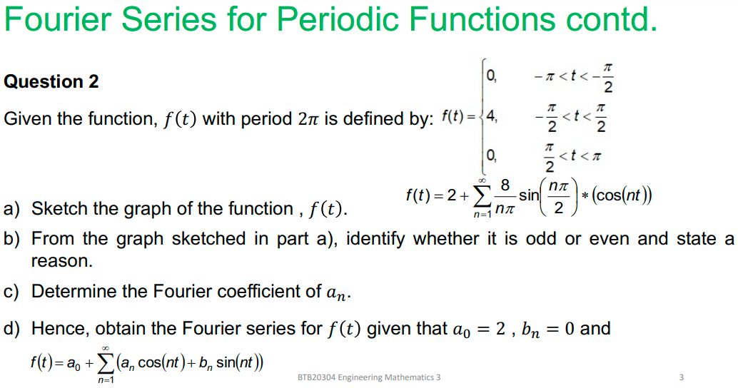 Solved Fourier Series for Periodic Functions contd. Question | Chegg.com