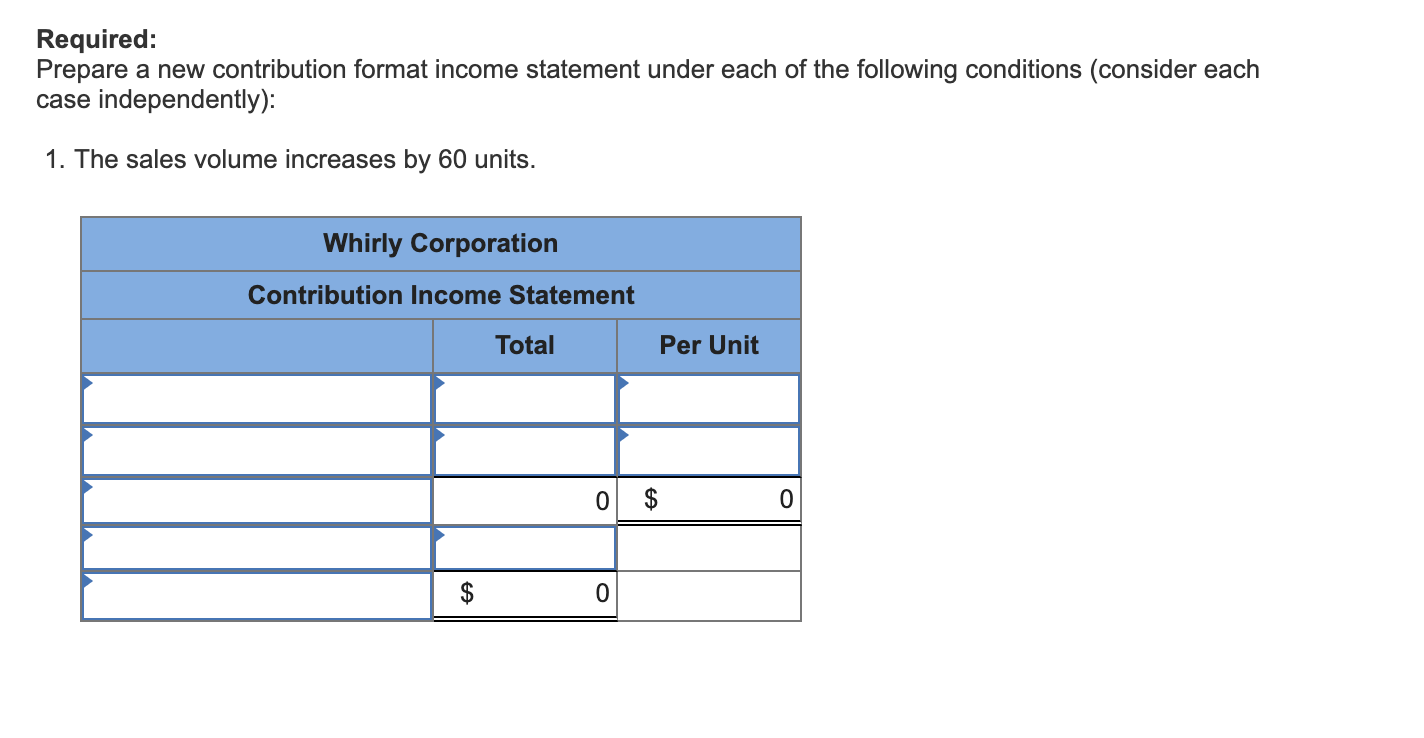 Solved Exercise 5-1 Preparing a Contribution Format Income | Chegg.com