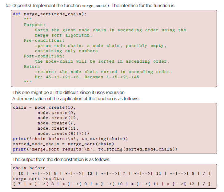 Solved (a) (5 points) Implement the function split_chain(). | Chegg.com