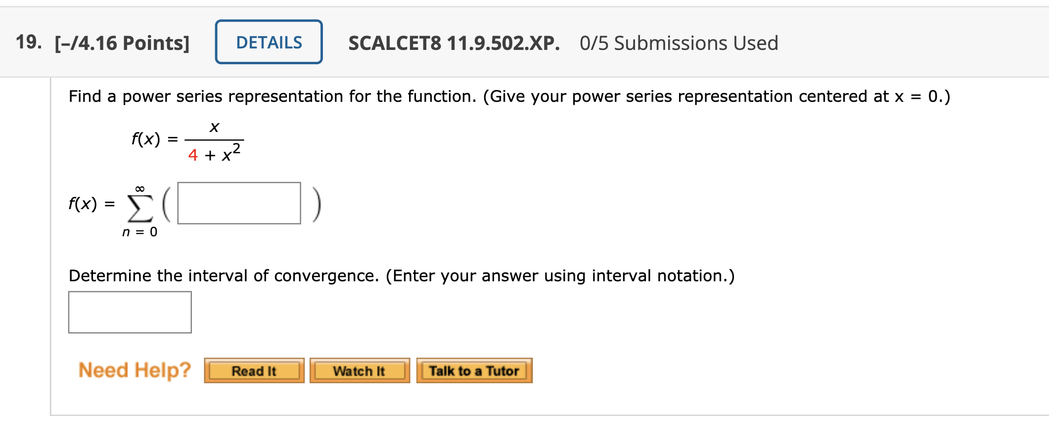 Solved 19. [-14.16 Points] DETAILS SCALCET8 11.9.502.XP. 075 | Chegg.com