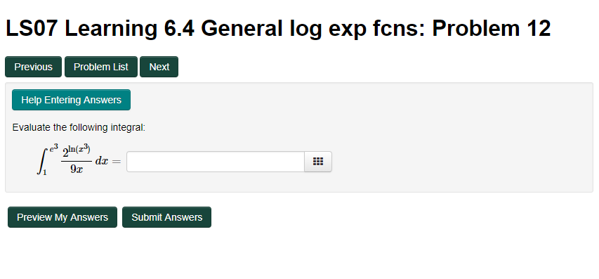 Solved LS07 Learning 6.4 General log exp fcns: Problem 12 | Chegg.com