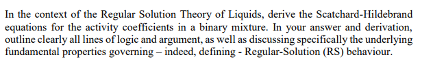 In the context of the Regular Solution Theory of | Chegg.com