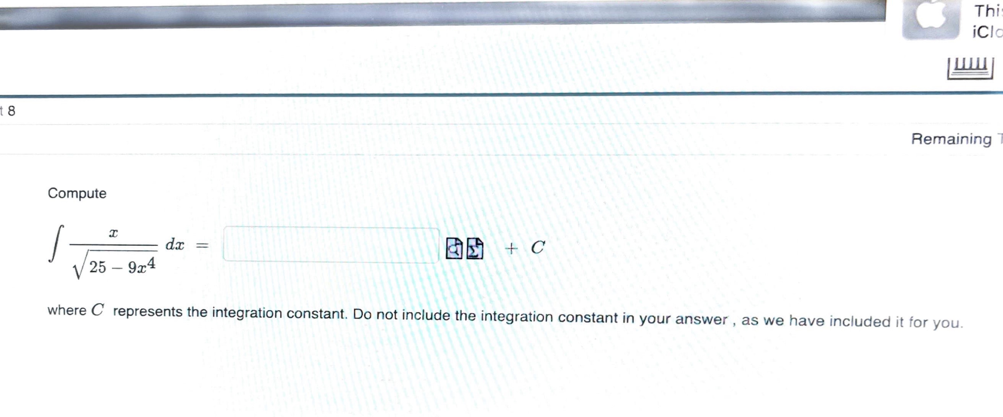 Solved Compute where C represents the integration constant. | Chegg.com