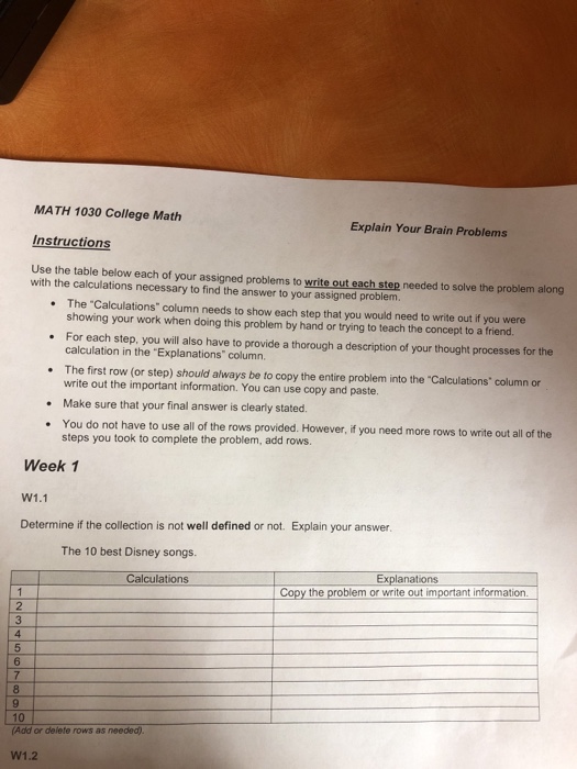 Solved MATH 1030 College Math Instructions Use the table | Chegg.com