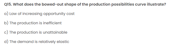 Solved Q15. What does the bowed-out shape of the production | Chegg.com