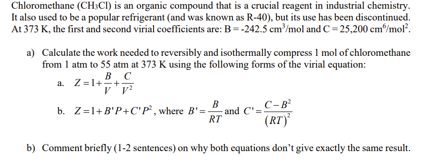 Solved Chloromethane (CH3Cl) is an organic compound that is | Chegg.com