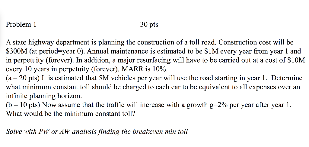 Problem 1 30 pts A state highway department is | Chegg.com