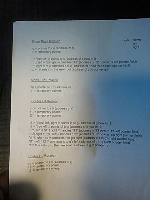 develop the pseudo code for all 4 rotations: single | Chegg.com