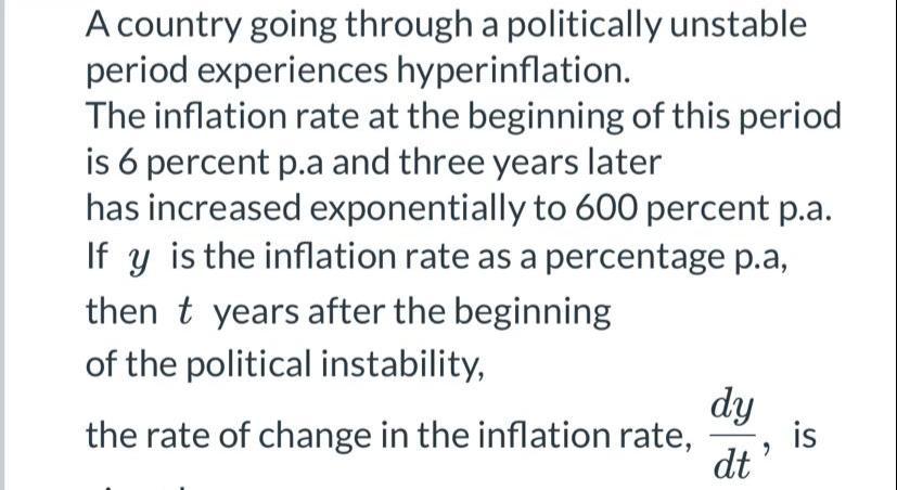 Solved A country going through a politically unstable period | Chegg.com