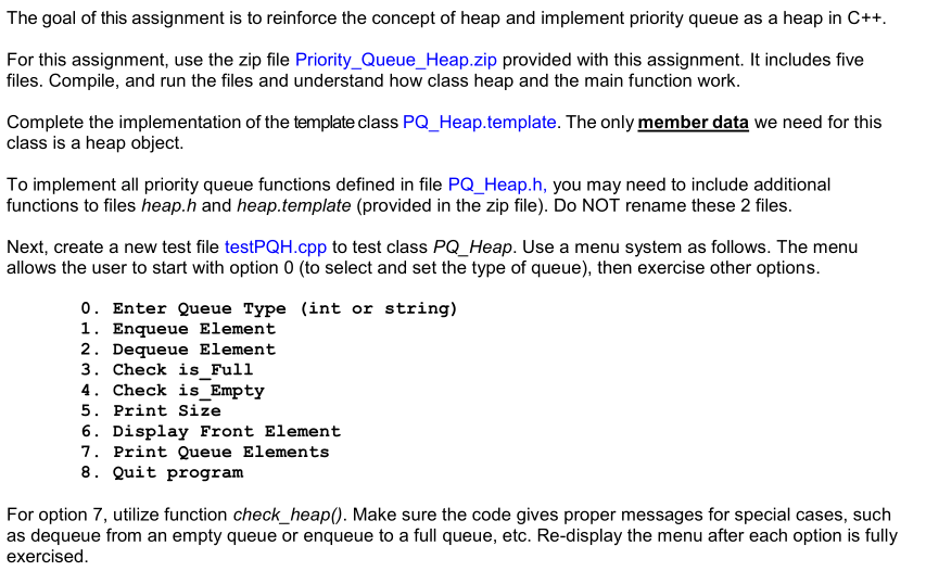 Files in Priority_Queue_Heap.zip: HEADER FILES: | Chegg.com