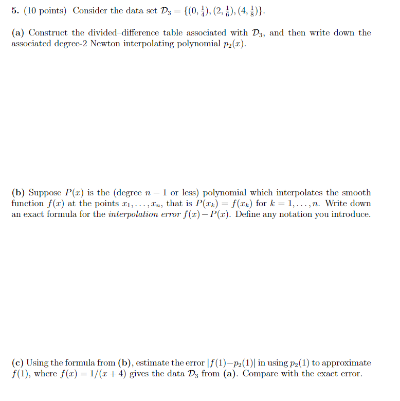 Solved 5. (10 points ) Consider the data set | Chegg.com