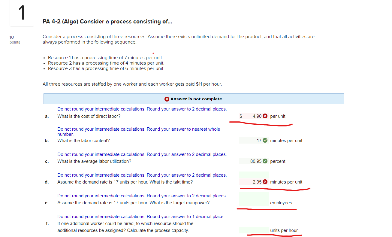 Solved 1 PA 4-2 (Algo) Consider a process consisting of... | Chegg.com