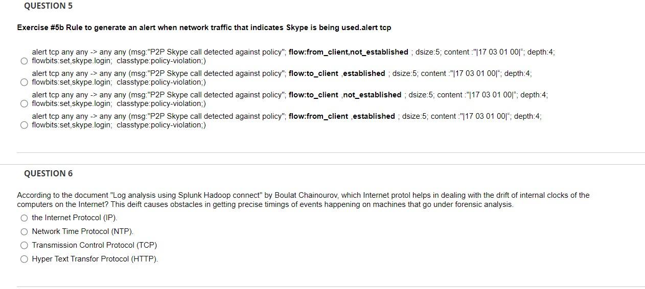 Solved QUESTION 5 Exercise \#5b Rule to generate an alert | Chegg.com