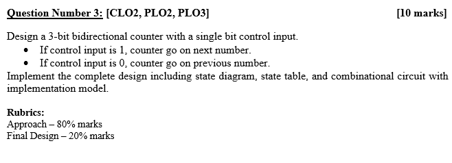 Solved Question Number 3: [CLO2, PLO2, PLO3] [10 marks) | Chegg.com