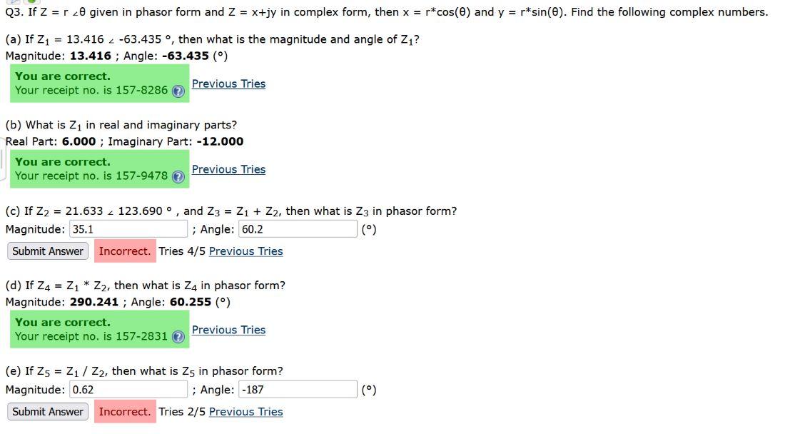 Solved Q3. If Z=r∠θ given in phasor form and Z=x+jy in | Chegg.com