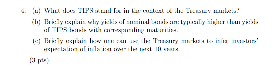 Solved 4. (a) What does TIPS stand for in the context of the | Chegg.com