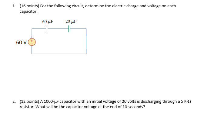 Solved 1. (16 points) For the following circuit, determine | Chegg.com