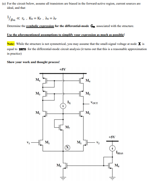 (a) For the circuit below, assume all transistors are | Chegg.com
