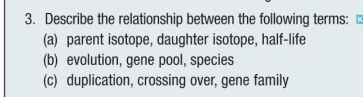 Solved 3. Describe the relationship between the following | Chegg.com