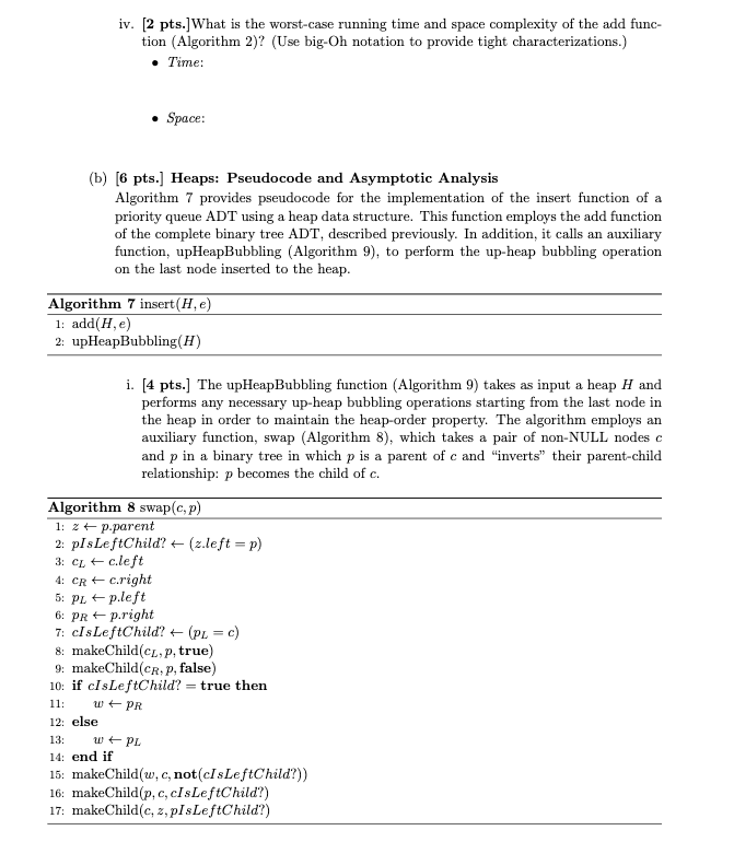 The add function (Algorithm 2) takes as input a | Chegg.com