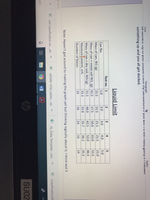 Solved Plot the liquid limit using moisture content and | Chegg.com