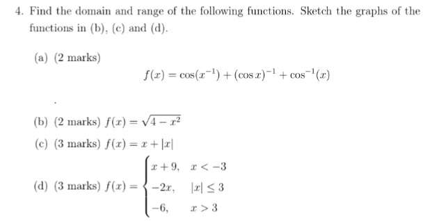 Solved Find the domain and range of the following functions. | Chegg.com