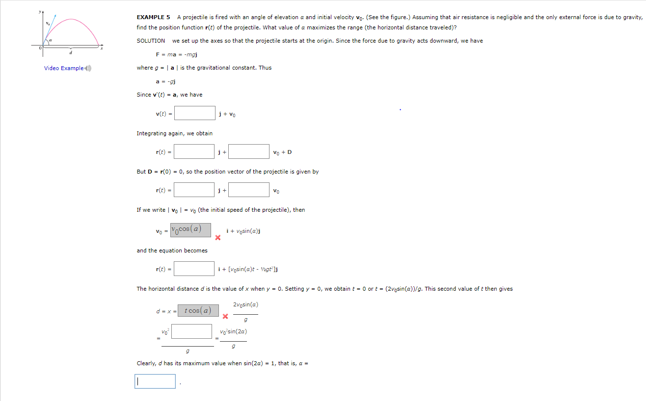 Solved EXAMPLE 5 A projectile is fired with an angle of | Chegg.com