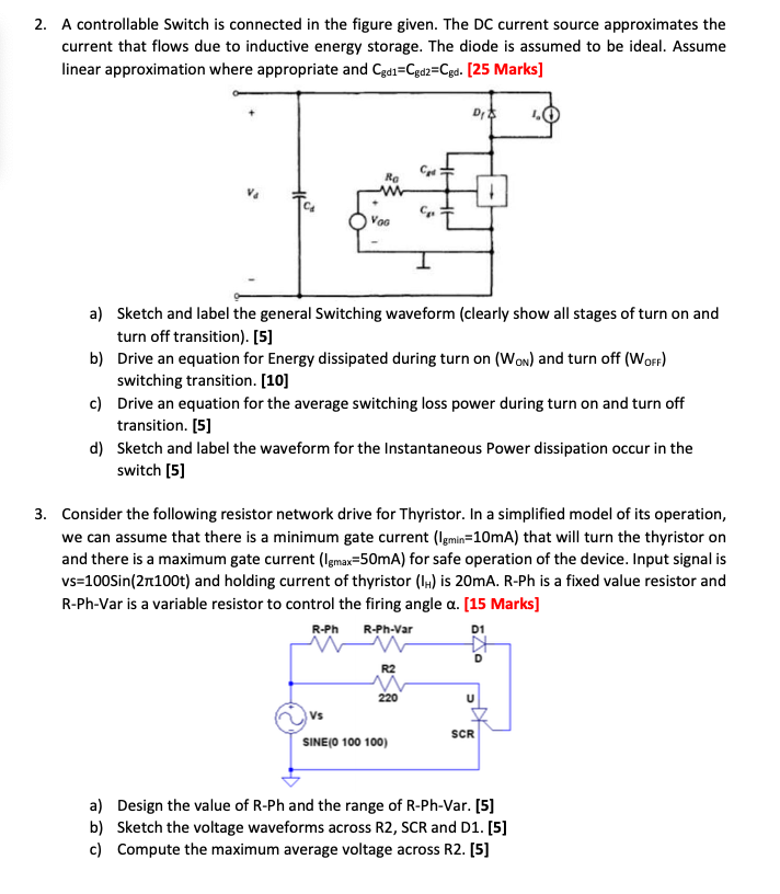 2. A controllable Switch is connected in the figure | Chegg.com