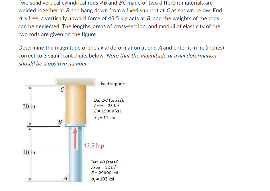 Solved Two solid vertical cylindrical rods AB and BC made of | Chegg.com