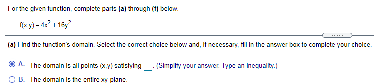 Solved For the given function, complete parts (a) through | Chegg.com