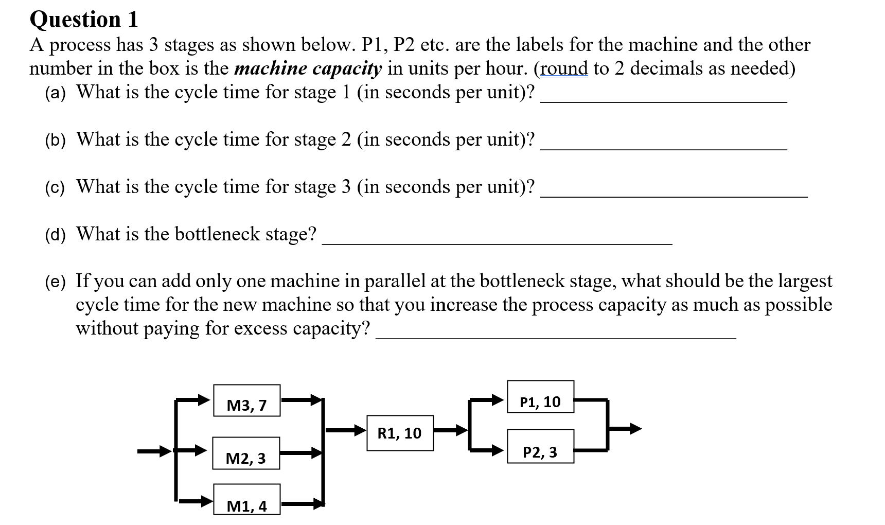 Solved A process has 3 stages as shown below. P1, P2 etc. | Chegg.com