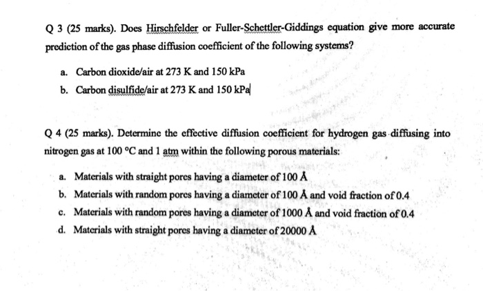 Solved Q 3 (25 marks). Does Hirschfelder or | Chegg.com