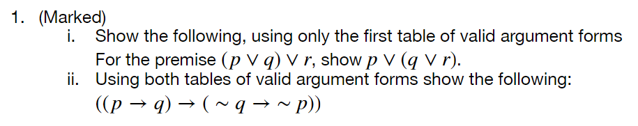 Solved 1. (Marked) i. Show the following, using only the | Chegg.com