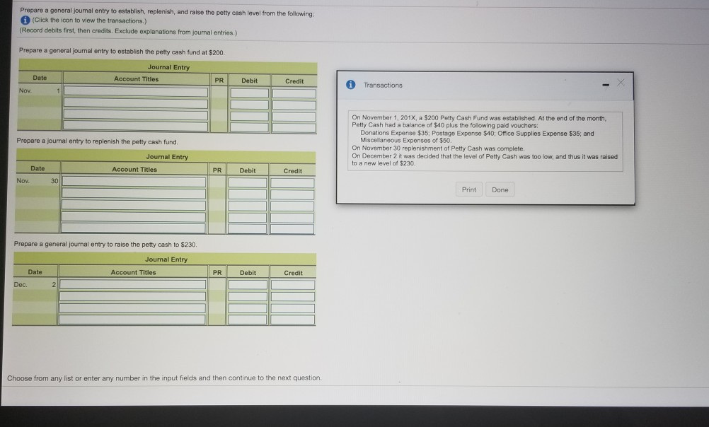 Solved Prepare A General Journal Entry To Establish Chegg