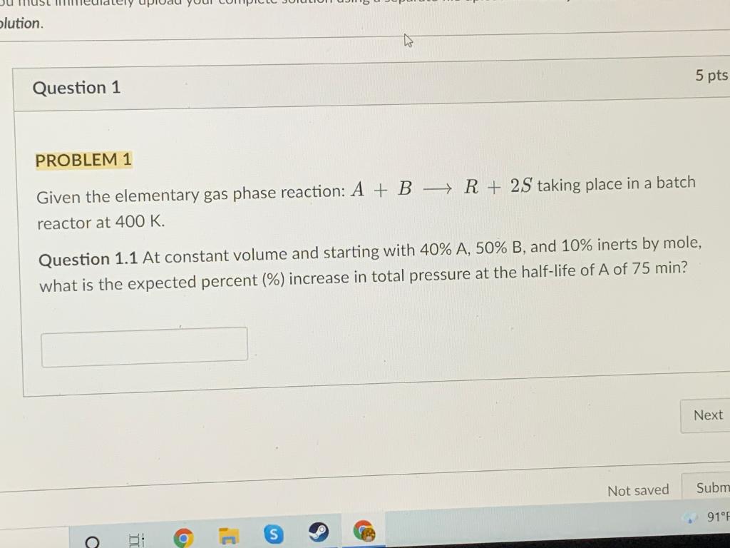 Solved DUTUSL olution. 5 pts Question 1 PROBLEM 1 Given the | Chegg.com