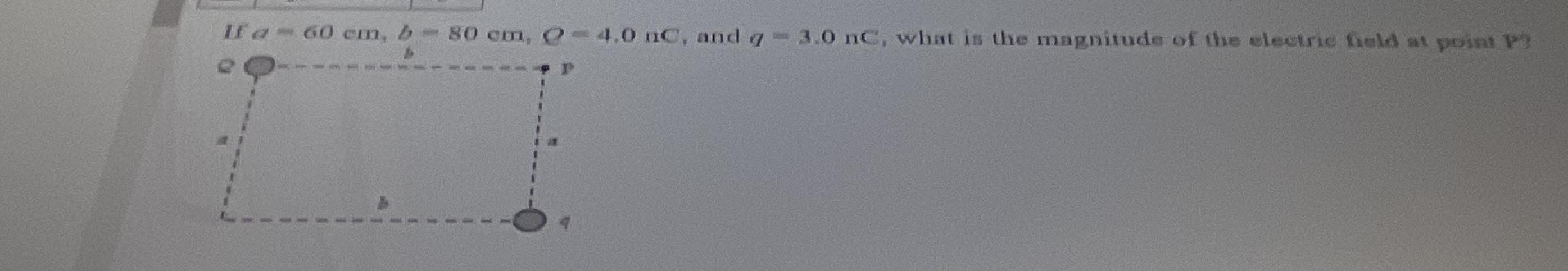 Solved If a = 60 cm, b = 80cm, Q = 4.0nC, and q = 3.0nC, | Chegg.com