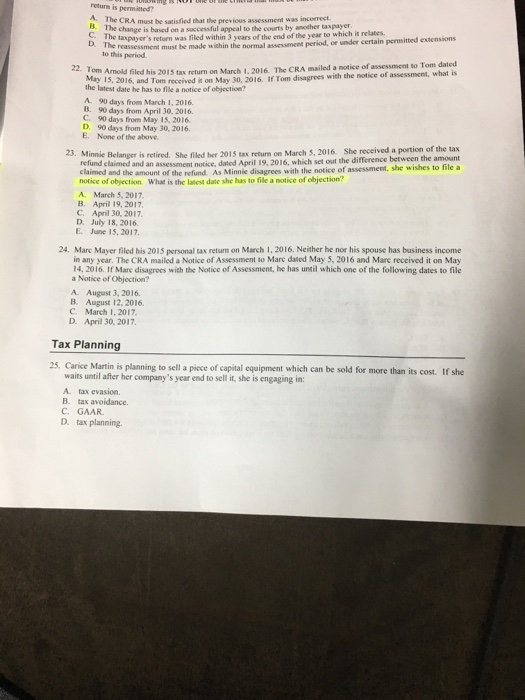 Solved return is permited? The CRA must be satisfied that | Chegg.com